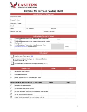 Fillable Online Contract For Services Routing Sheet Fax Email Print PdfFiller