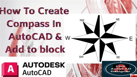 How To Create Compass In Autocad And Add To Block Youtube