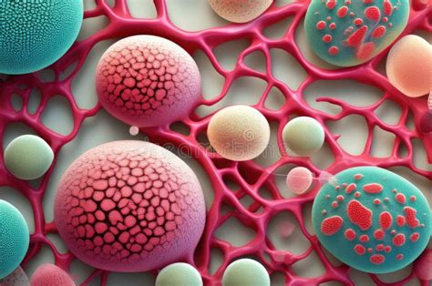 Abstract Organic Cell Structure With Textured Spheres And Network Stock Image Image Of