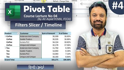 Pivot Table Filters Slicer Timeline Excel Pivot Table In Depth Series Part 4 Urdu