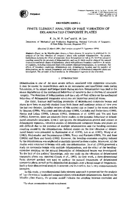 Pdf Finite Element Analysis Of Free Vibration Of Delaminated Composite Plates