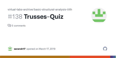 Trusses Quiz · Issue 138 · Virtual Labs Archivebasic Structural Analysis Iiith · Github