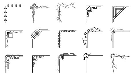 Définir Main Dessiner Des Coins Différentes Formes Décoration Florale Conception Vectorielle