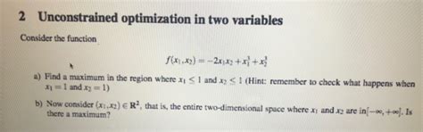 solved 2 unconstrained optimization in two variables