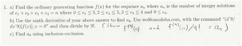 A Find The Ordinary Generating Function F X For Chegg