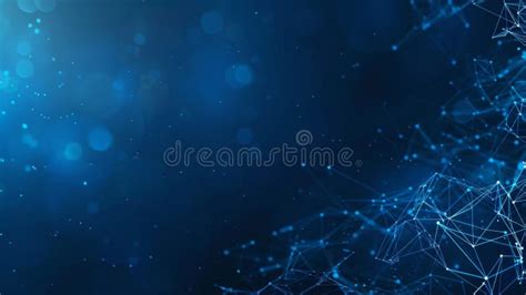 Abstract Blue Technology Background With Connection Lines And Dots 3d Rendering Stock