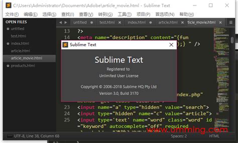 sublime text 3 v3 3170 绿色汉化特别版 尤明明blog