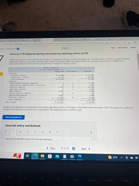 Solved Exercise 34 Algo Classifying Adjusting Entries Lo