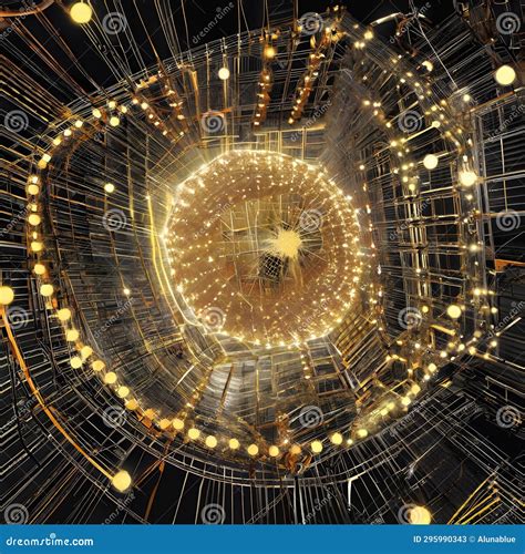 A Digital Illustration Of A Quantum Structure With Lights Stock Image