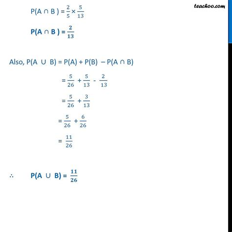 Ex Evaluate P A U B If P A P B Ex Ex Evaluate P A U B If P A P B Ex