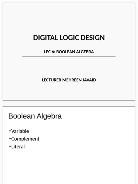 Boolean Algebra Basics Pdf Boolean Algebra Teaching Mathematics
