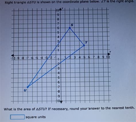 right triangle stu is shown on the coordinate plane below ∠ t is the