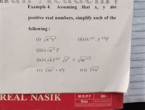 example 4 assuming that x y are positive real numbers simplify each of
