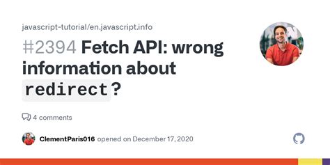 Fetch Api Wrong Information About `redirect` · Issue 2394 · Javascript Tutorialenjavascript