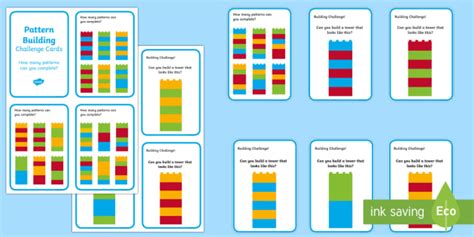Building Brick Pattern Challenge Cards Teacher Made