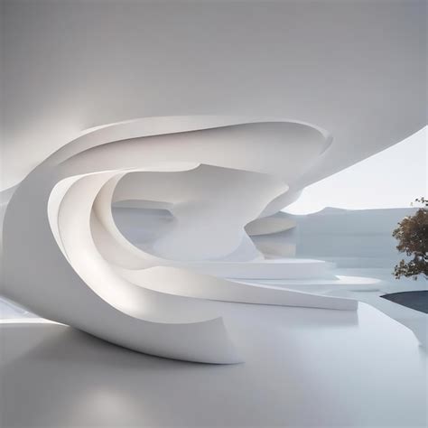 Premium Photo 3d Render White Waves Curved Shapes White Architecture Modern Minimal Design