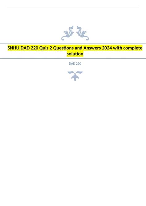 SNHU DAD 220 Quiz 2 Questions And Answers 2024 With Complete Solution DAD 220 Stuvia US