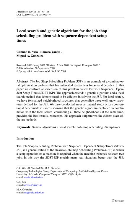 Pdf Local Search And Genetic Algorithm For The Job Shop Scheduling