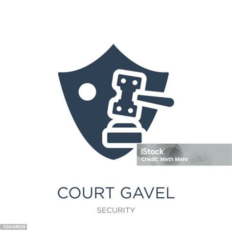 흰색 바탕에 법원 망치 아이콘 벡터 법원 망치 유행 가득 보안 컬렉션 법원 망치 벡터 일러스트 레이 션에서 아이콘 경매에 대한 스톡 벡터 아트 및 기타 이미지 Istock