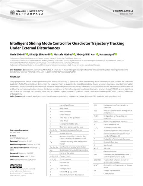 Pdf Intelligent Sliding Mode Control For Quadrotor Trajectory Tracking Under External Disturbances