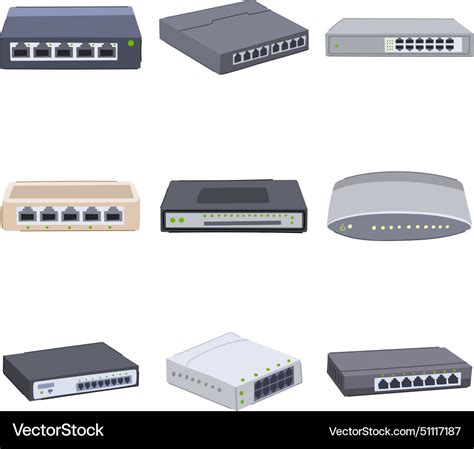 Network Switch Set Cartoon Royalty Free Vector Image