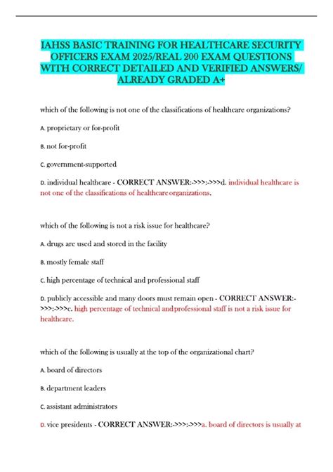 Iahss Basic Training For Healthcare Security Officers Exam 2025real