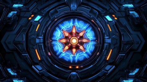 Futuristic Glowing Blue And Orange Circuit Board Abstract Technology Background Illustration