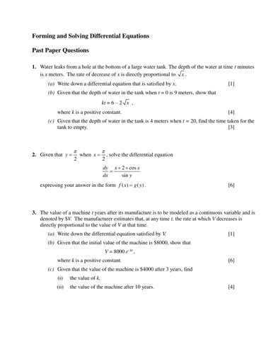 Differential Equations Teaching Resources
