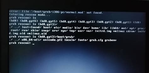 grub2 what is the reason for error file boot grub i386 pc normal mod not found in