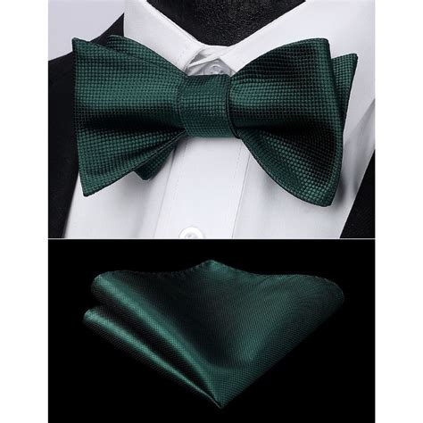 Solid Bow Tie And Pocket Square A1 Green Hisdern