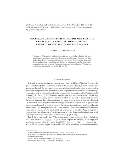 Pdf Necessary And Sufficient Conditions For The Existence Of Periodic