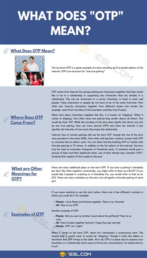 OTP Meaning Origin And Examples ESL