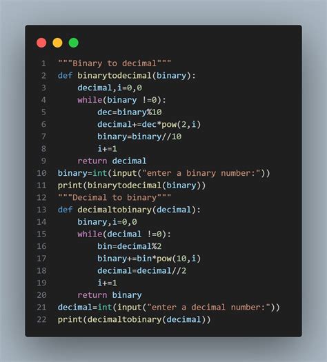 python coding numbersystems binarytodecimal decimaltobinary