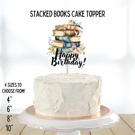 Stacked Books Birthday Cake Toppers Book Lovers Theme Library Party