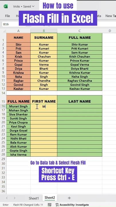 how to use flash fill in excel flash fill in excel⌛🔥👍