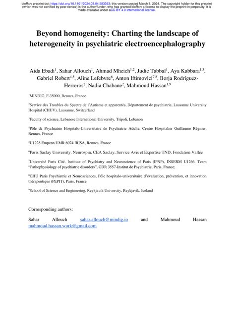 Pdf Beyond Homogeneity Charting The Landscape Of Heterogeneity In Psychiatric