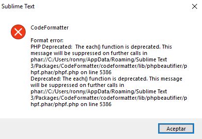 Error Deprectaed For PHP Format Issue 355 Akalongman Sublimetext