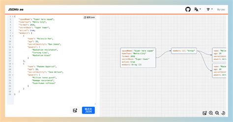 JSONtr ee轻松将 JSON 数据可视化做数据的可视化高手专门用于将 JSON 数据转化为美观的动态树状图