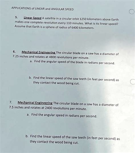 Solved Applications Of Linear And Angular Speed Linear Speed A Satellite In A Circular Orbit