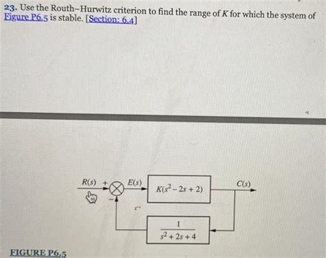 Solved 23 Use The Routh Hurwitz Criterion To Find The Range