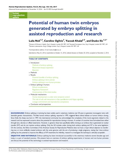 Embryo Splitting Pdf Cloning Embryo
