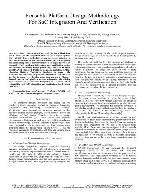 Reusable Platform Design Methodology For Soc Integration And Verification Download Free Pdf