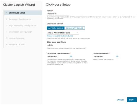 Launch Cluster Wizard Altinity Documentation
