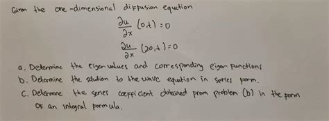 Solved Givon The One Dimensional Diffusion Equation