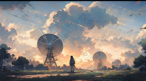 探路者与观星者插画图片 包图网