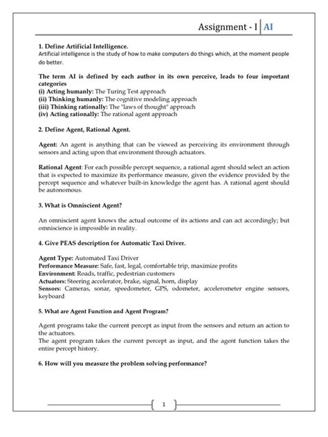 Ai Assignment Pdf Artificial Intelligence Intelligence Ai