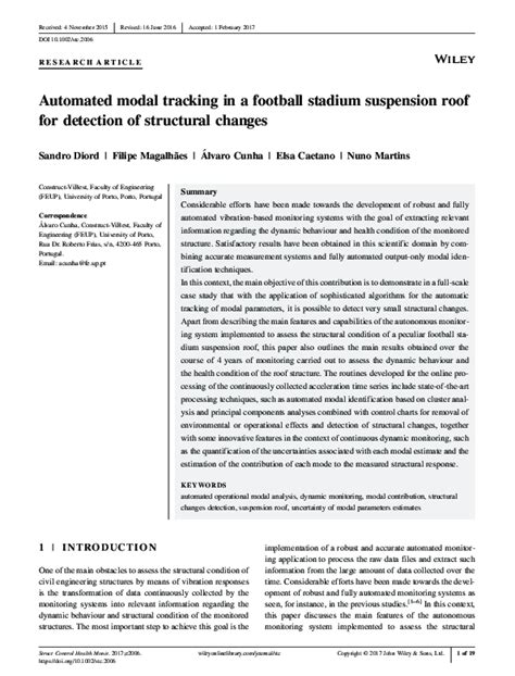 Pdf Automated Modal Tracking In A Football Stadium Suspension Roof