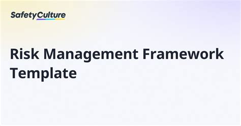 Risk Management Framework Template Safetyculture Library