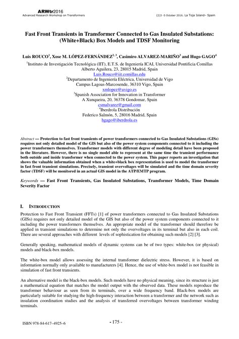 Pdf Fast Front Transients In Transformer Connected To Gas Insulated Substations White Black