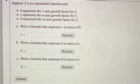 Solved Suppose F Is An Exponential Function And E B Chegg Com